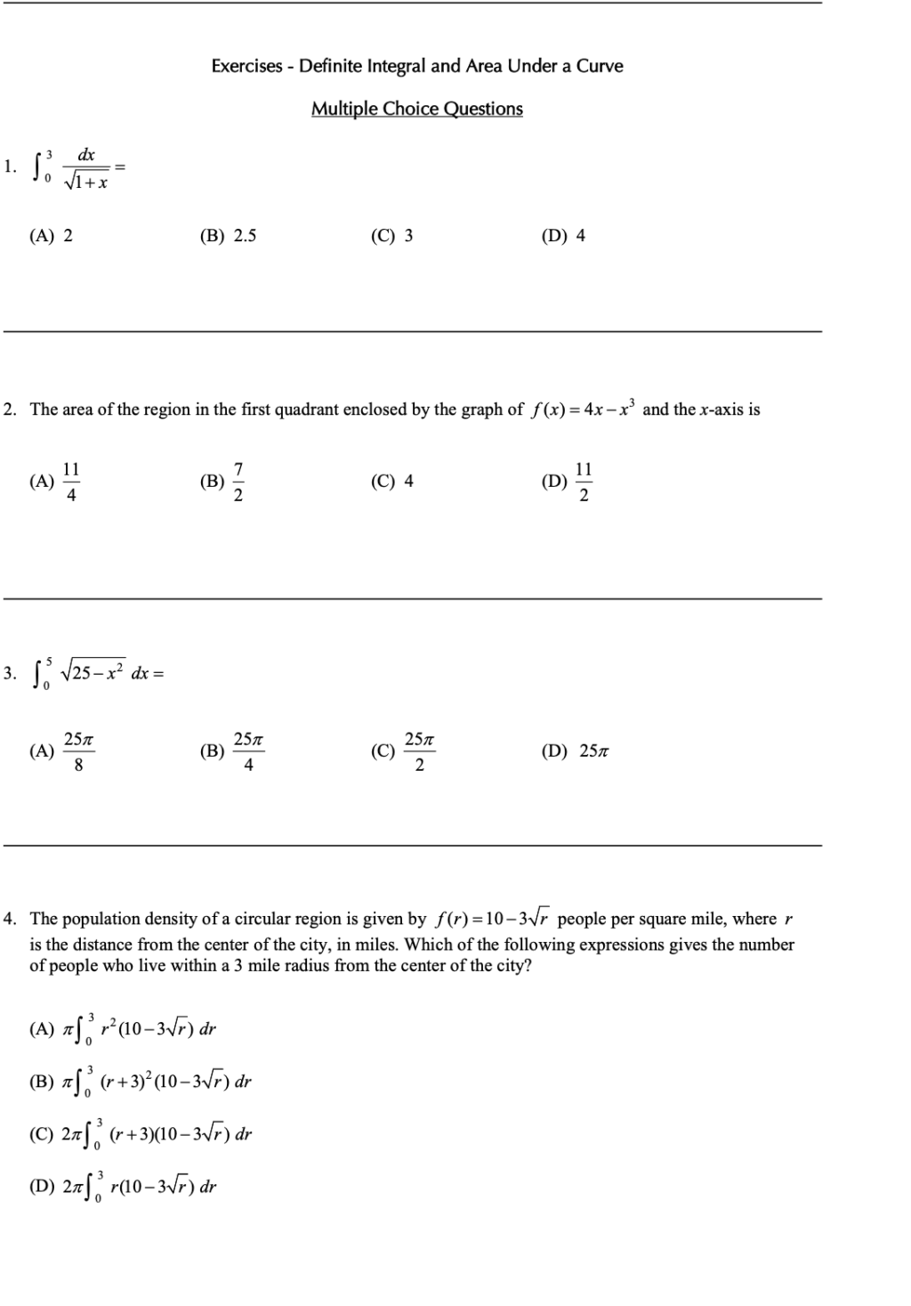 Definite Integrals, Area Under a Curve, And Application - Top Study Guide | RevisionTown